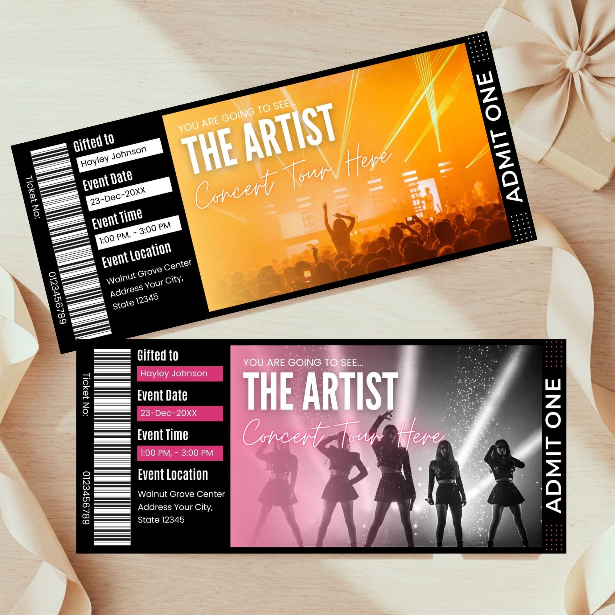 Customizable Concert Event Ticket Template | Personalized Surprise Gift ...