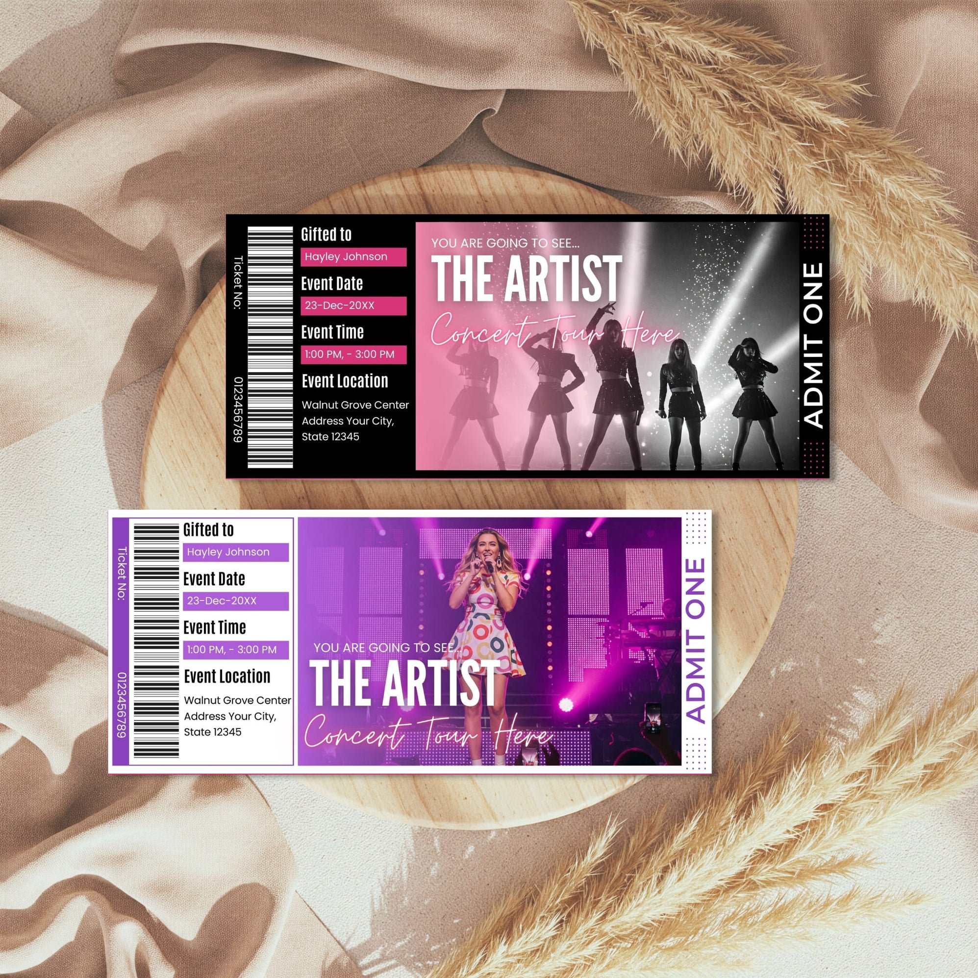 Customizable Concert Event Ticket Template | Personalized Surprise Gift ...
