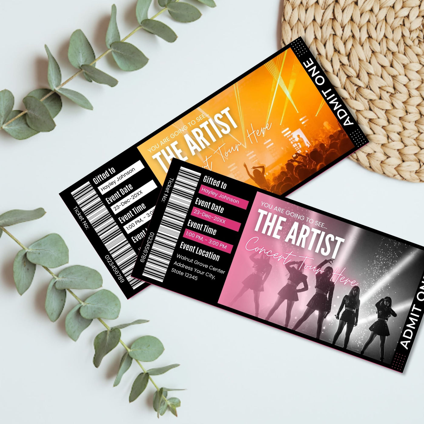Customizable Concert Event Ticket Template | Personalized Surprise Gift ...