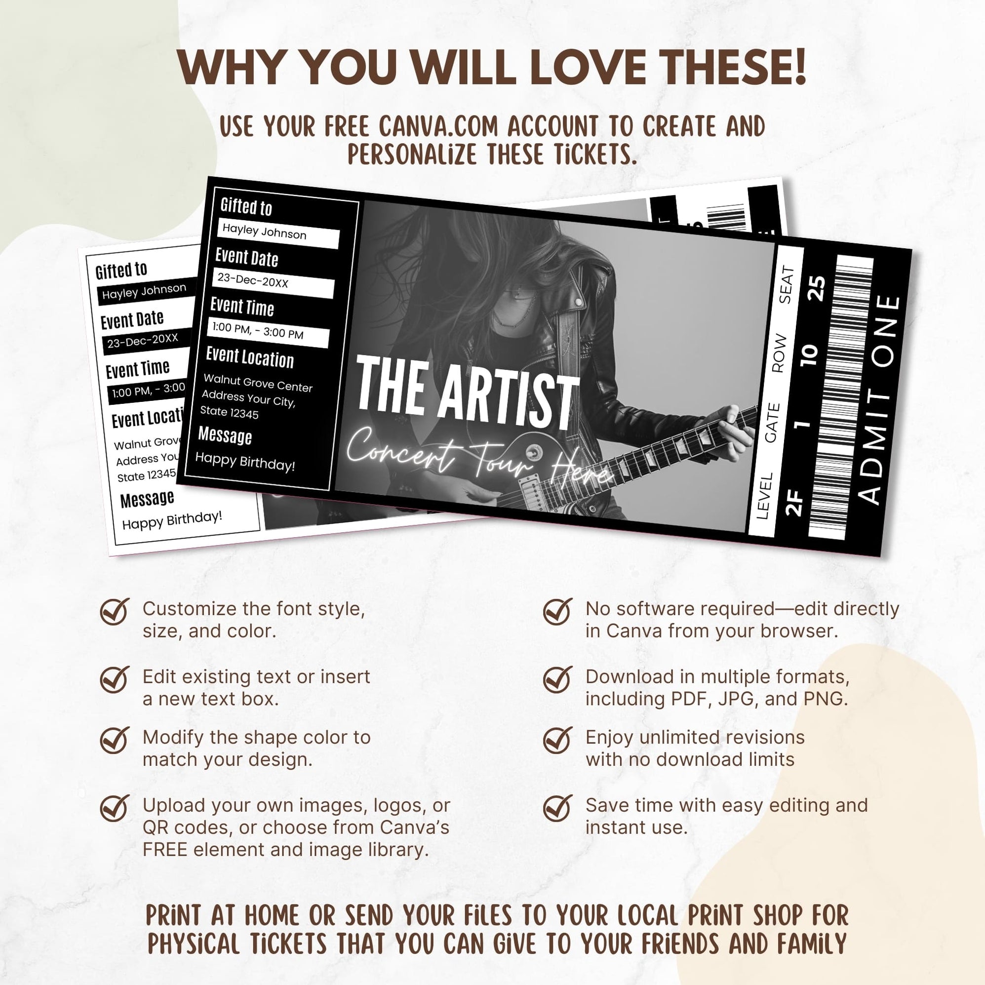 DIY Concert Ticket Template | Surprise Gift Event Ticket Canva - Posh Park