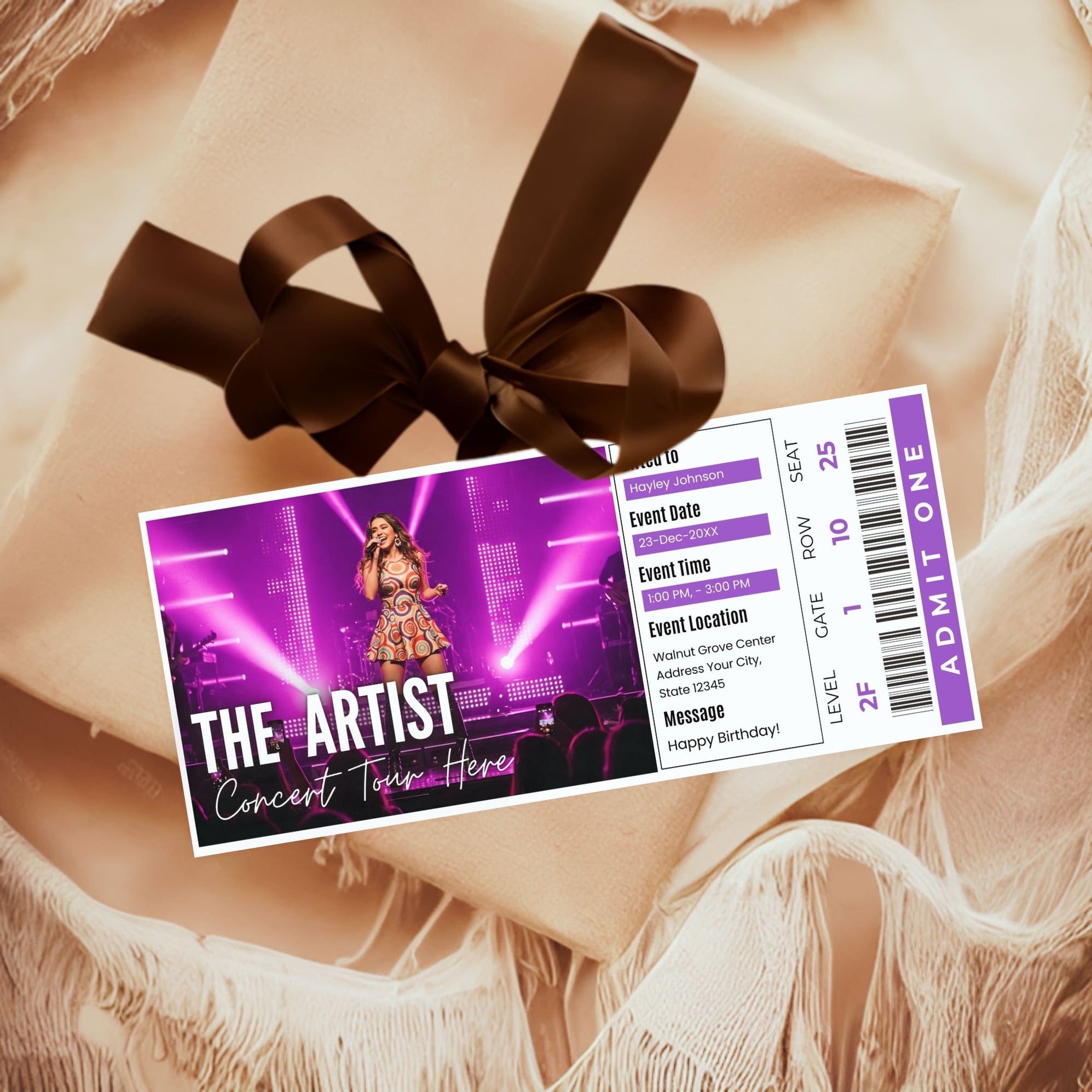 Customizable Concert Ticket Event Canva | Gift Surprise Template - Posh ...