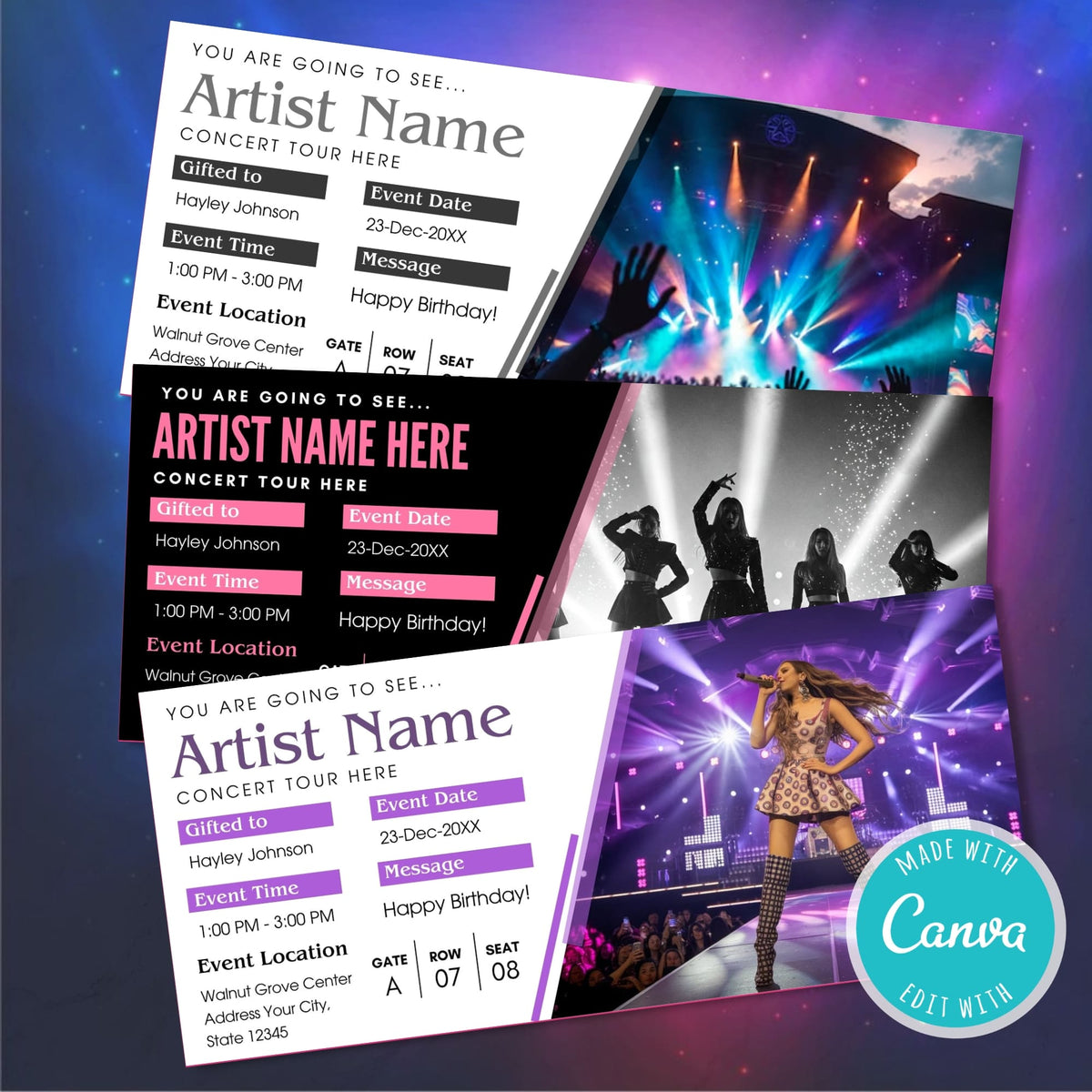 DIY Surprise Gift Ticket Template | Event Ticket Stub Canva - Posh Park