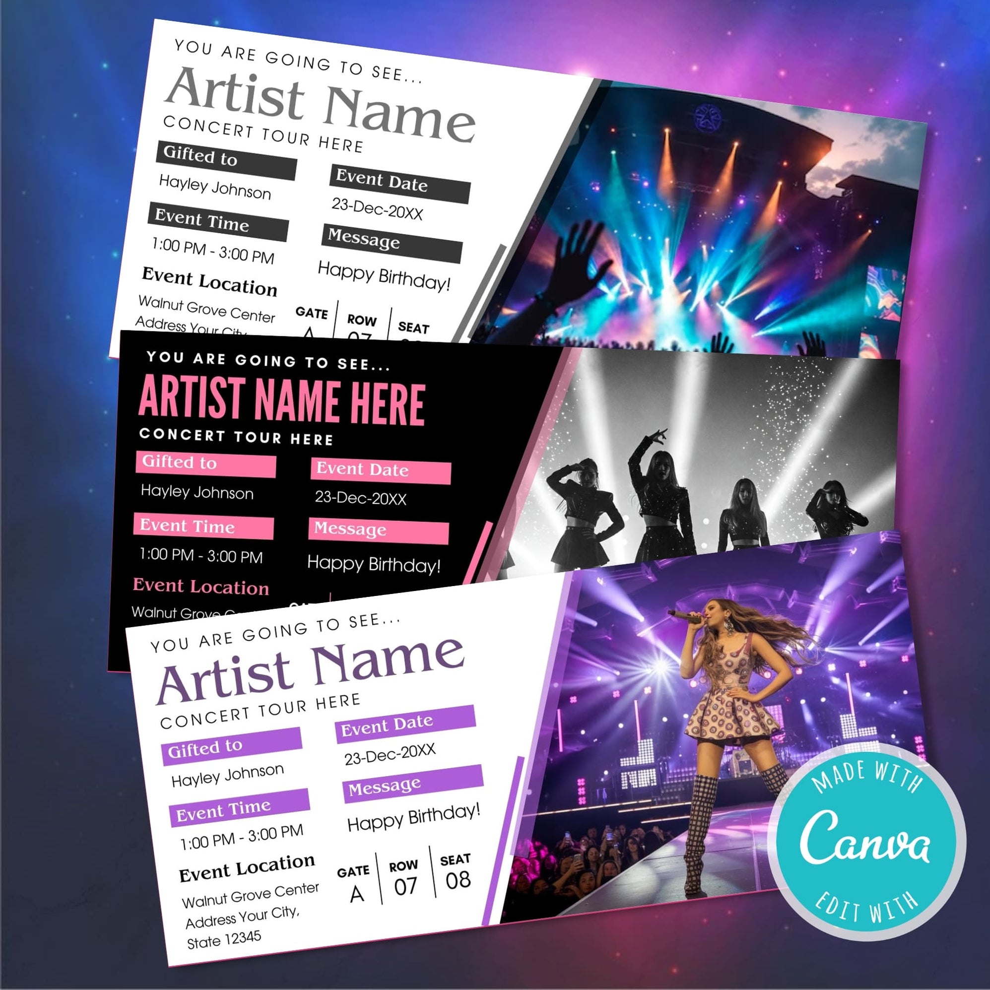 DIY Surprise Gift Ticket Template | Event Ticket Stub Canva - Posh Park