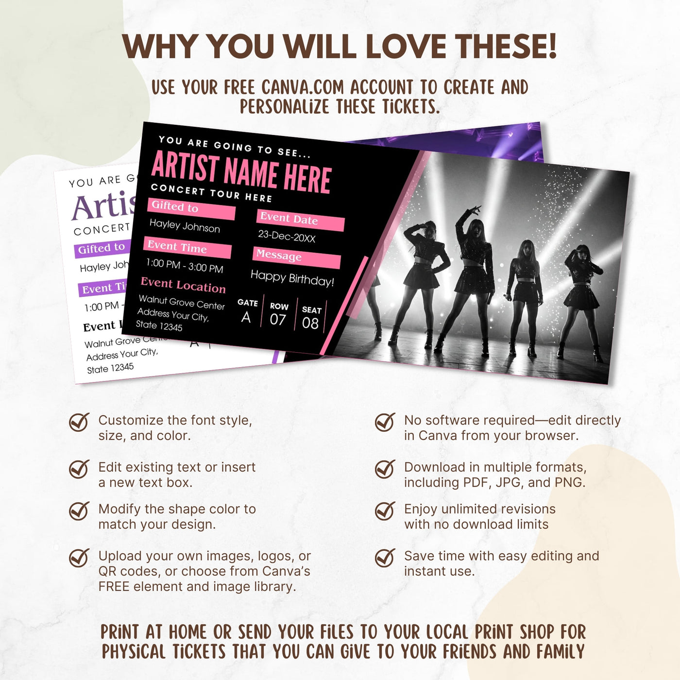 DIY Surprise Gift Ticket Template | Event Ticket Stub Canva - Posh Park