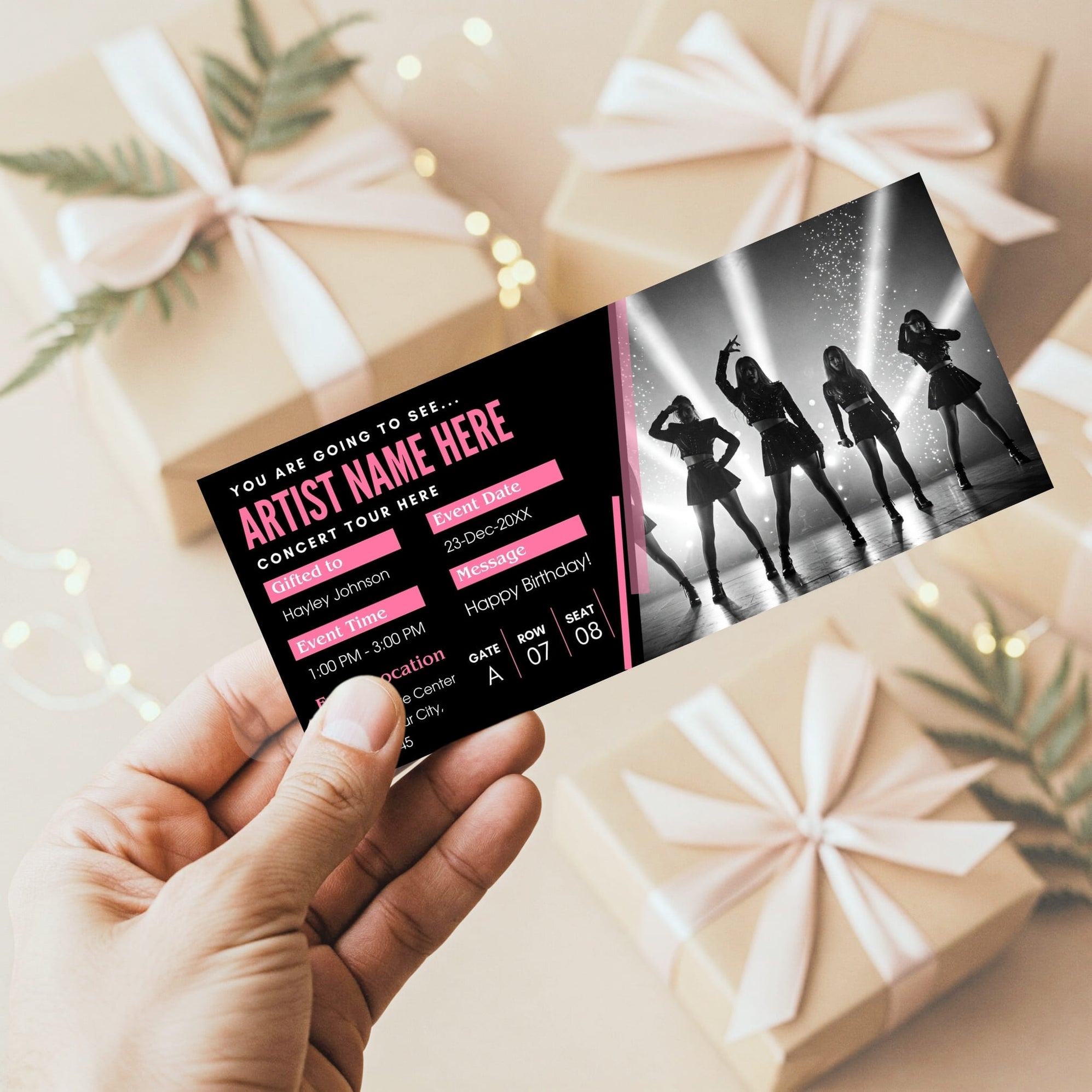 DIY Surprise Gift Ticket Template | Event Ticket Stub Canva - Posh Park