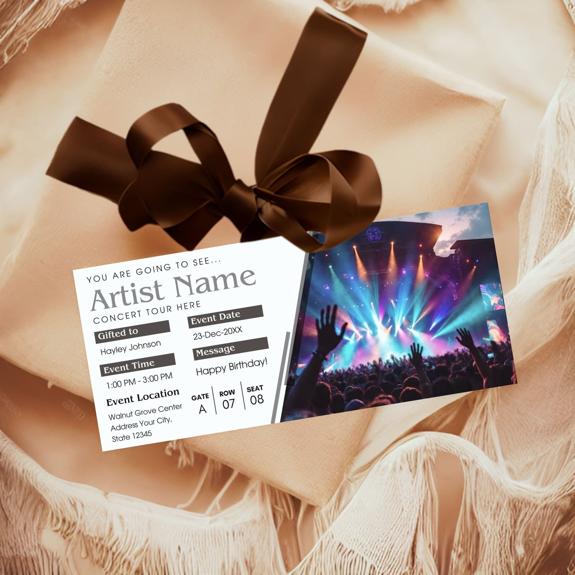 DIY Surprise Gift Ticket Template | Event Ticket Stub Canva - Posh Park