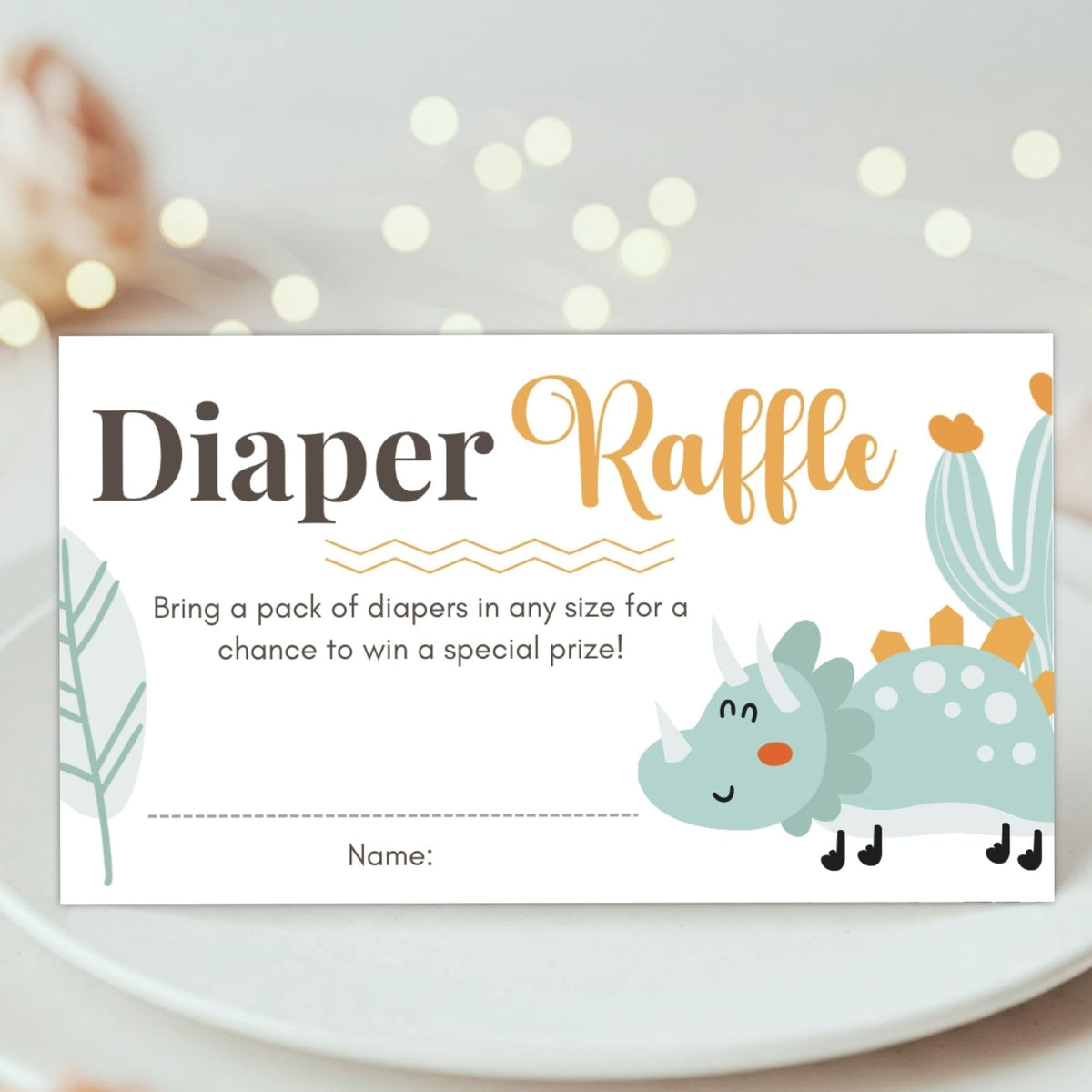 DIY Boho Dinosaur Diaper Raffle Ticket | Wild One Baby Shower Raffle ...