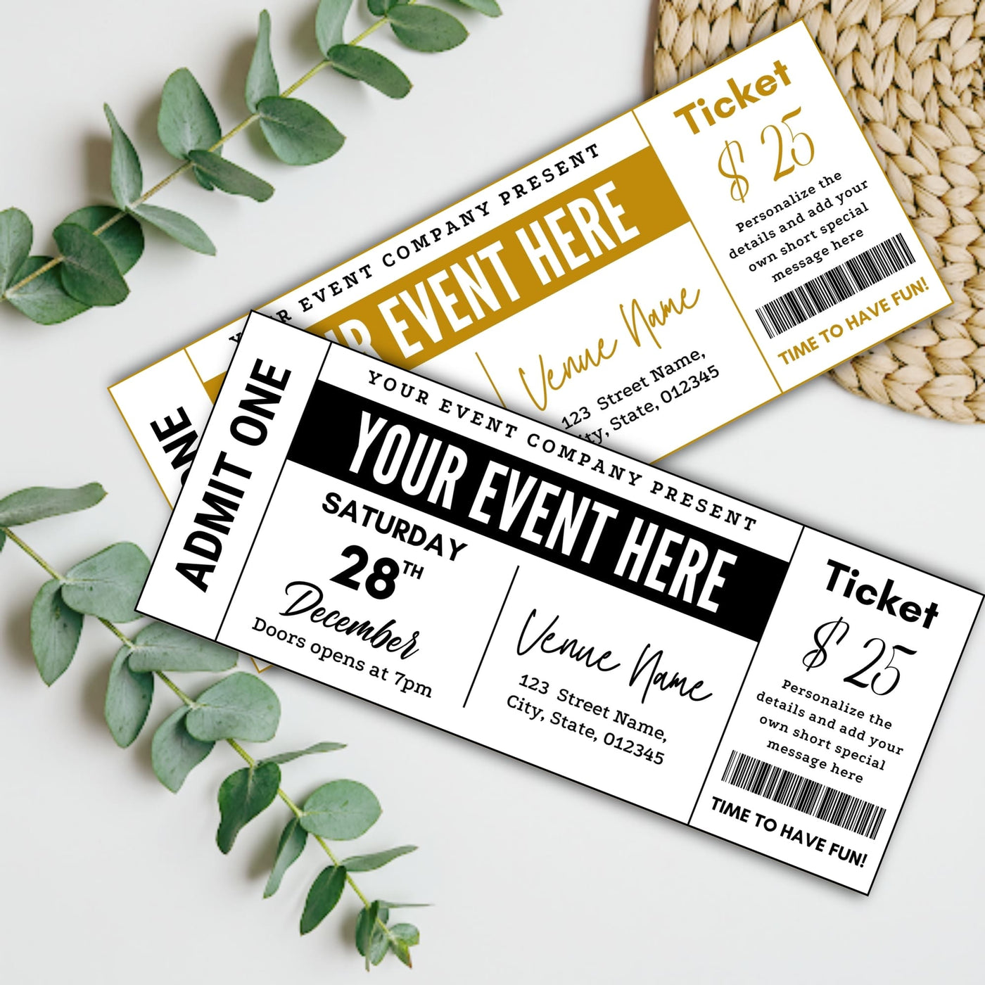 Customizable Event Ticket | Surprise Gift Ticket Template - Posh Park