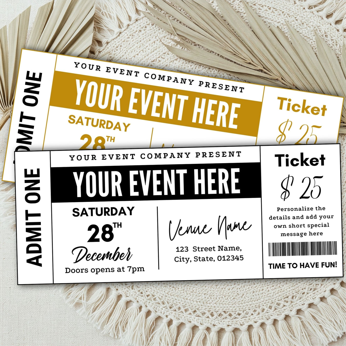 Customizable Event Ticket | Surprise Gift Ticket Template - Posh Park