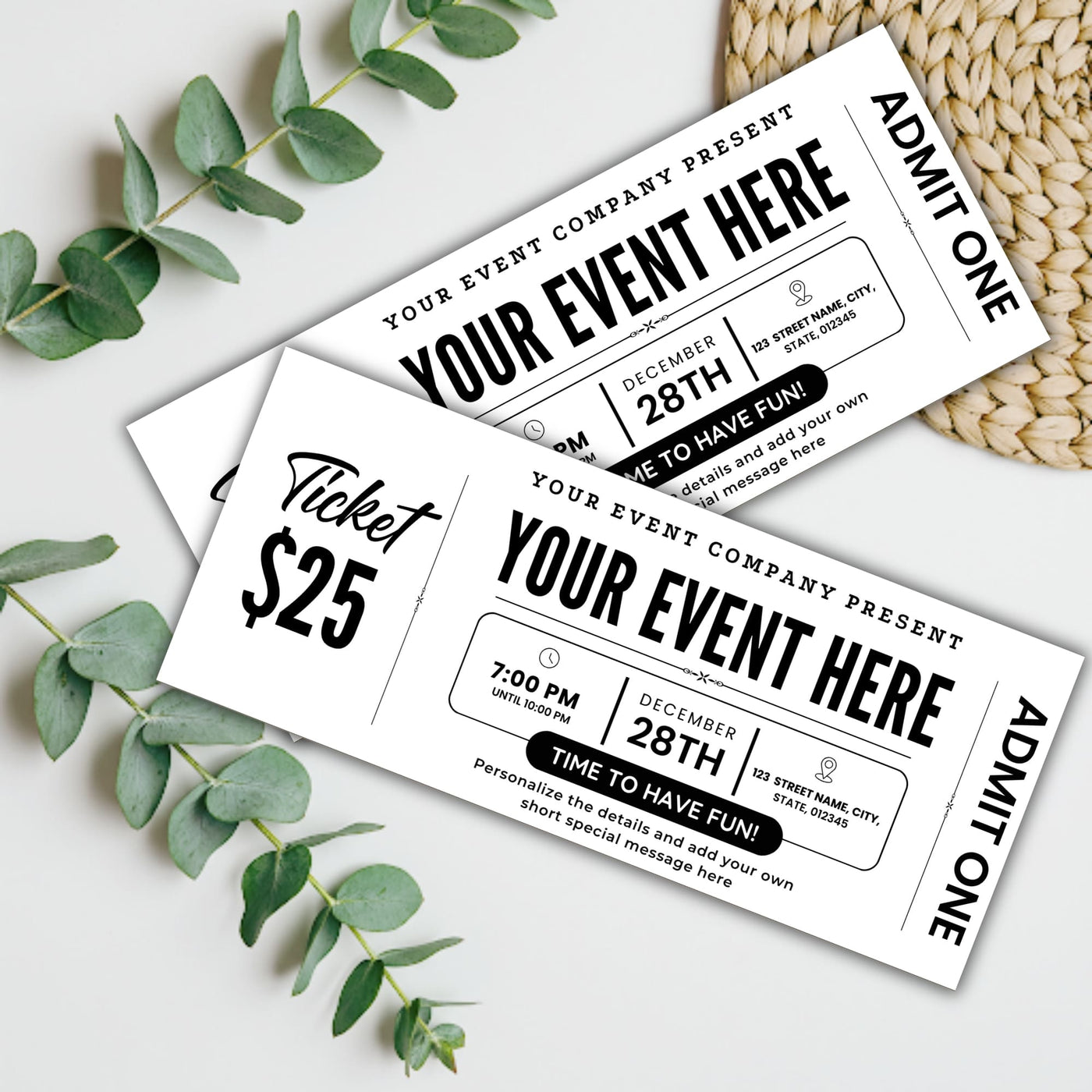 Customizable Minimalist Surprise Event Ticket | Gift Ticket Template ...