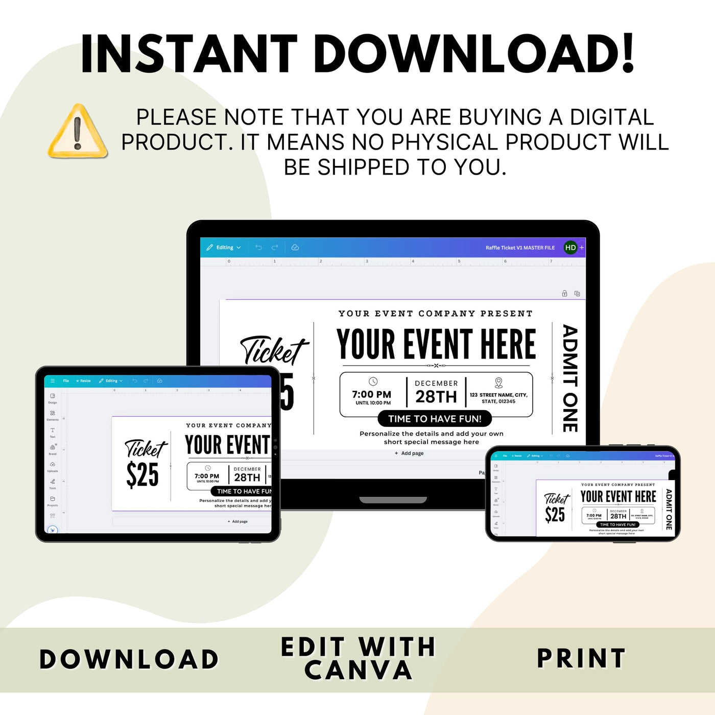 Customizable Minimalist Surprise Event Ticket | Gift Ticket Template ...