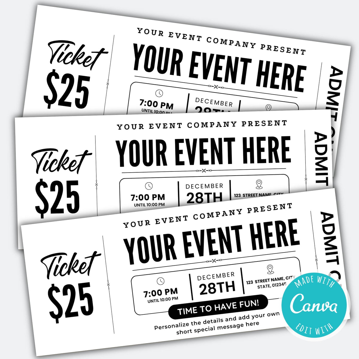 Customizable Minimalist Surprise Event Ticket | Gift Ticket Template ...