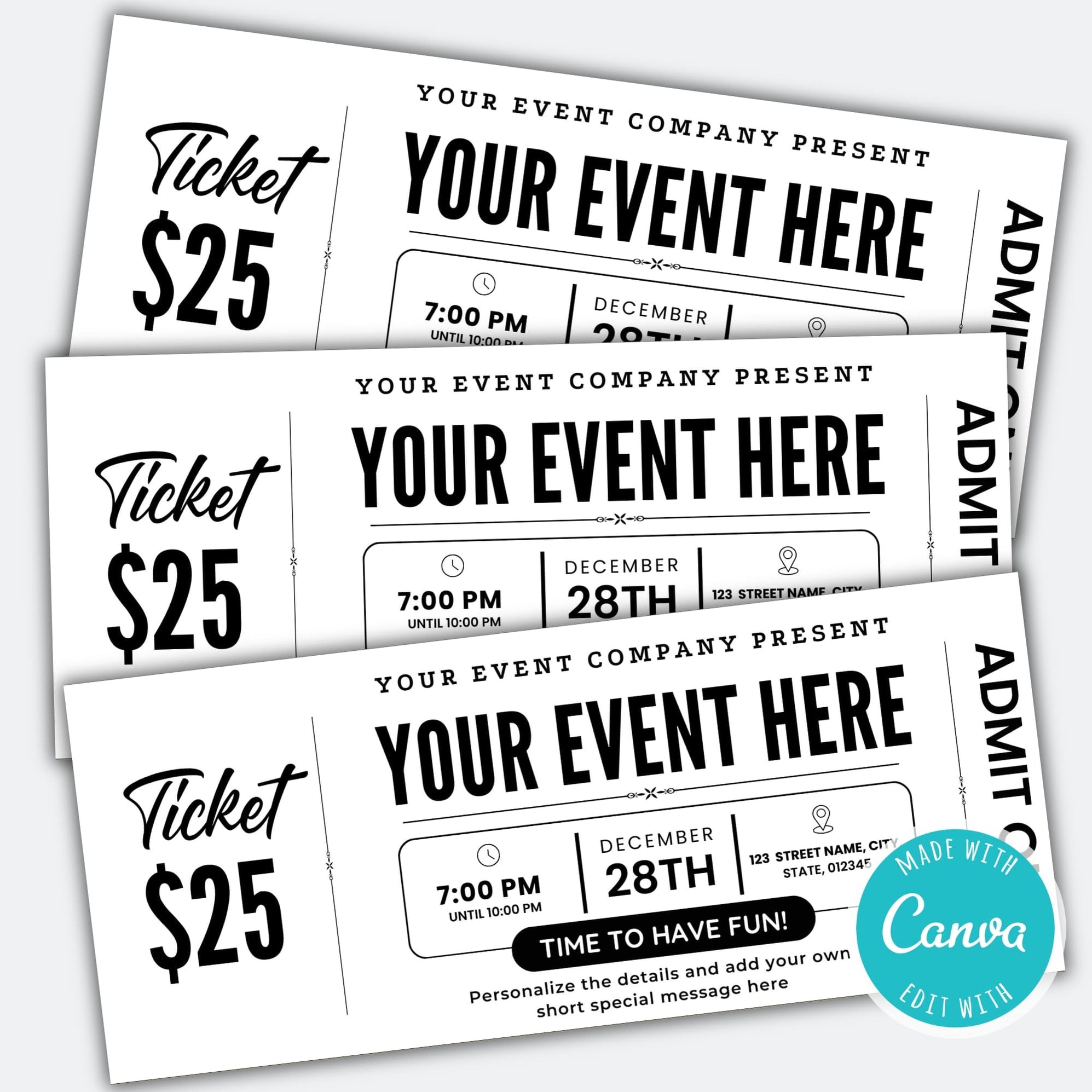 Customizable Minimalist Surprise Event Ticket | Gift Ticket Template ...