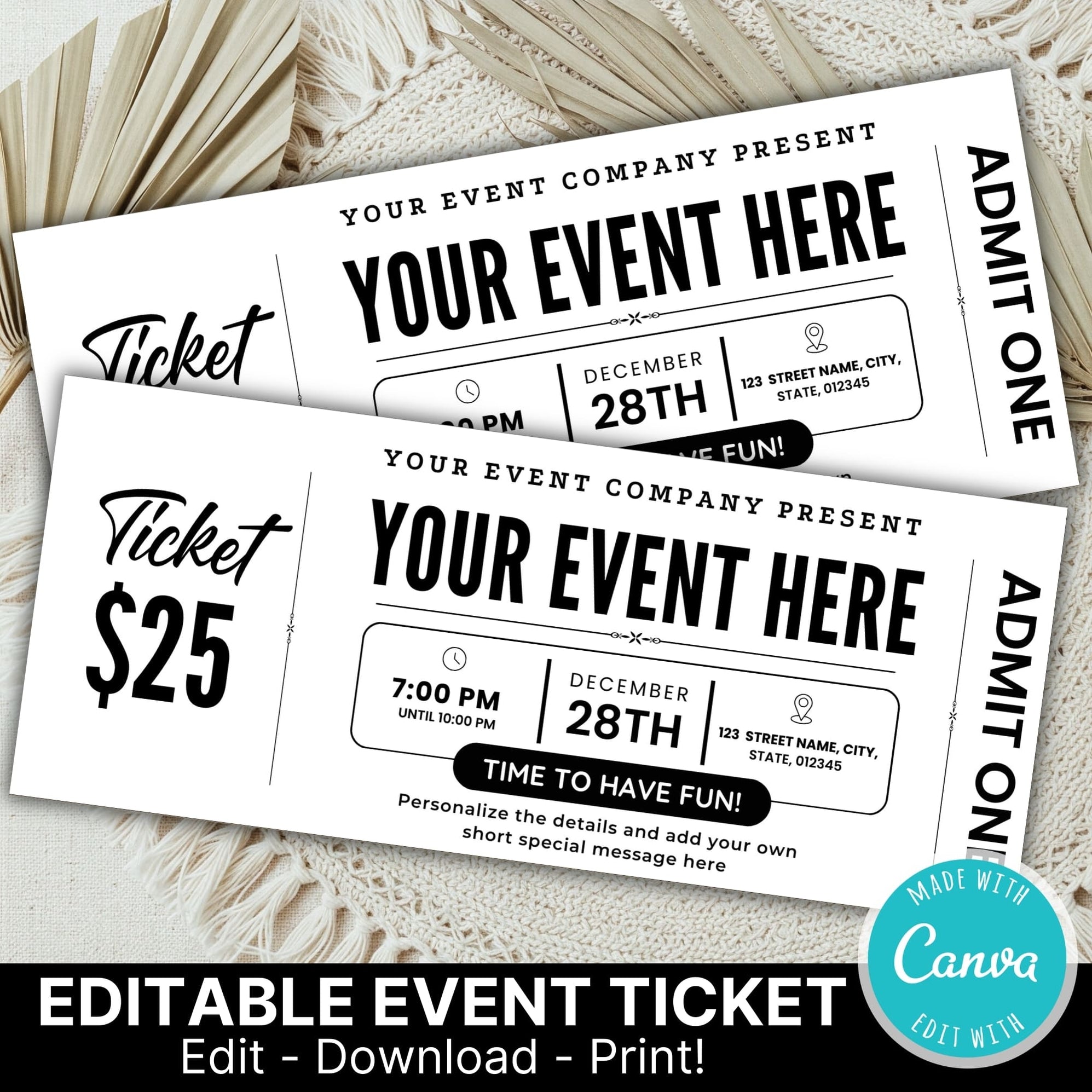Customizable Minimalist Surprise Event Ticket | Gift Ticket Template ...
