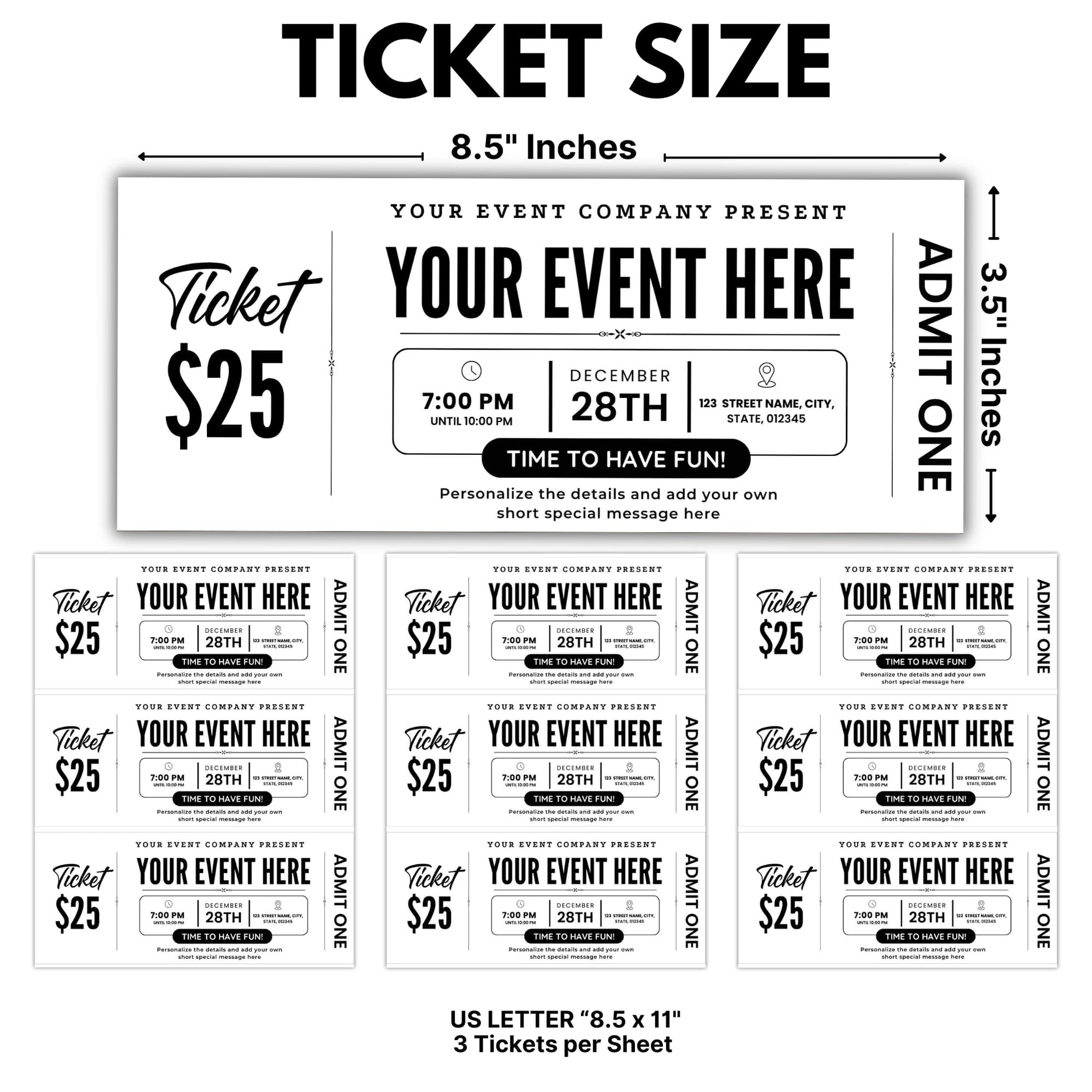 Customizable Minimalist Surprise Event Ticket | Gift Ticket Template ...