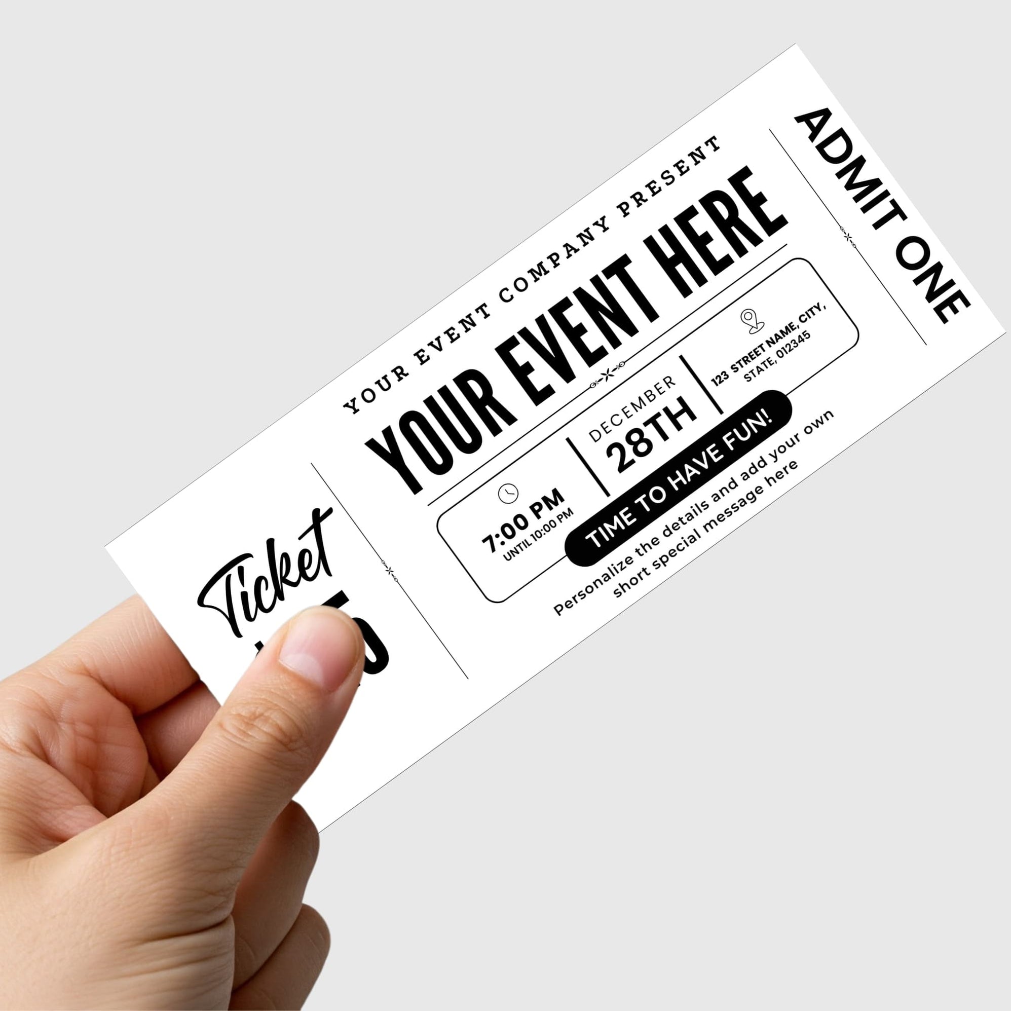 Customizable Minimalist Surprise Event Ticket | Gift Ticket Template ...