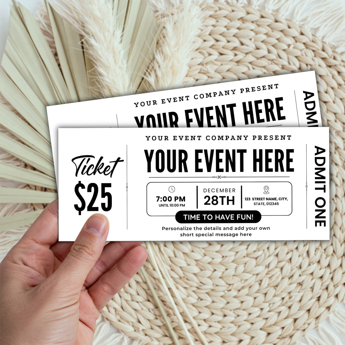 Customizable Minimalist Surprise Event Ticket | Gift Ticket Template ...