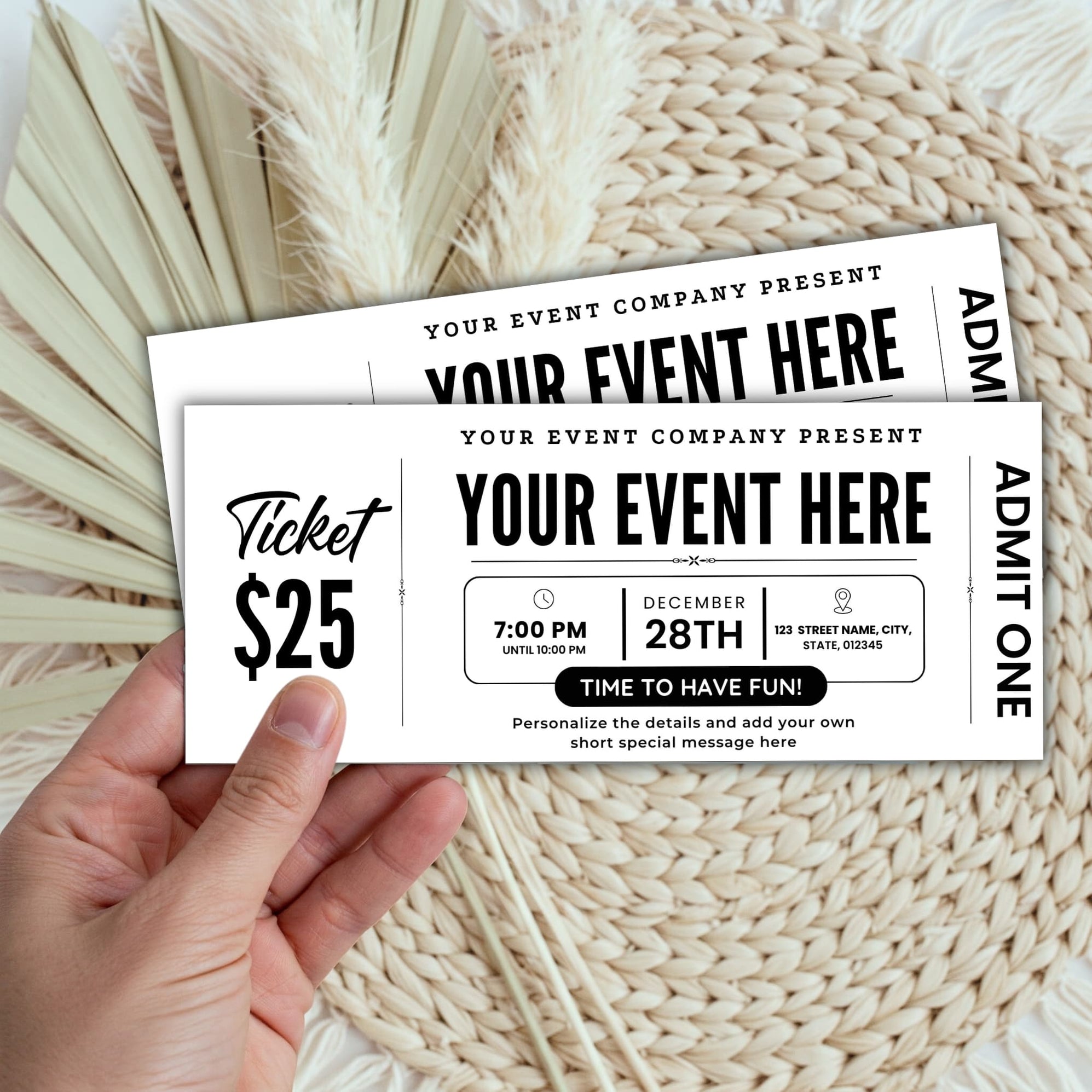 Customizable Minimalist Surprise Event Ticket | Gift Ticket Template ...