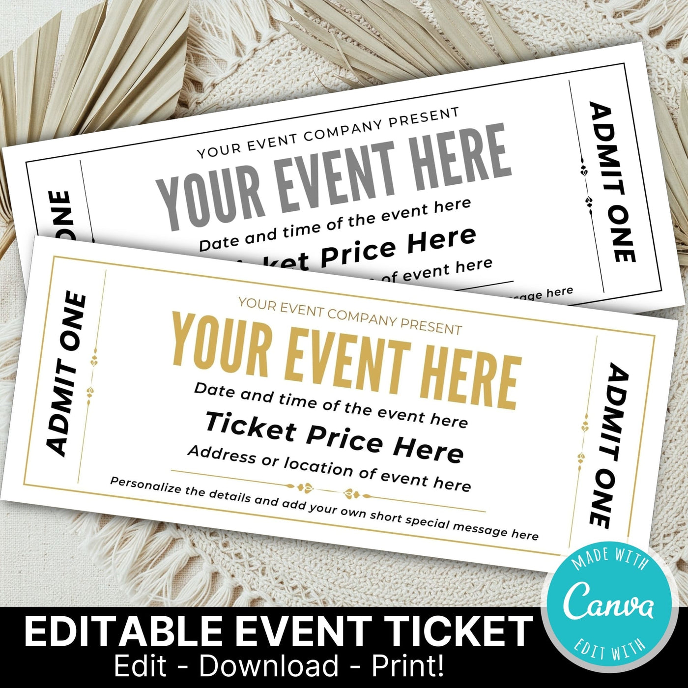 DIY Event Ticket Voucher Template | Birthday Surprise Gift Ticket ...