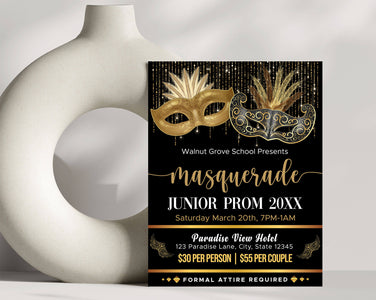 Customizable Masquerade Junior Prom Flyer | Masquerade Theme School ...
