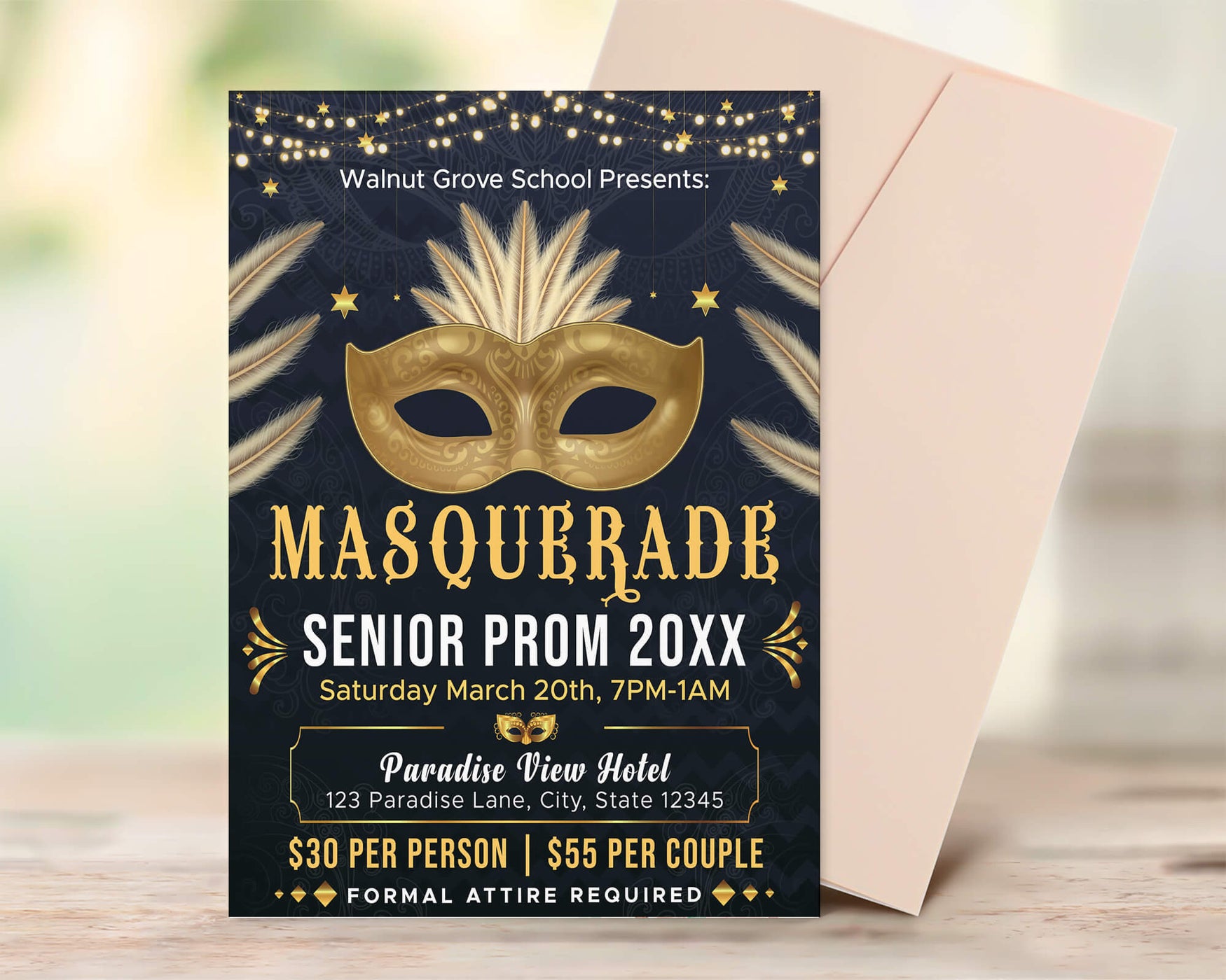 Customizable Masquerade Senior Prom Flyer | School Masquerade Theme ...