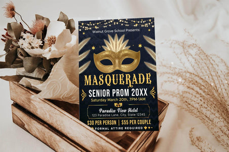 Customizable Masquerade Senior Prom Flyer | School Masquerade Theme ...