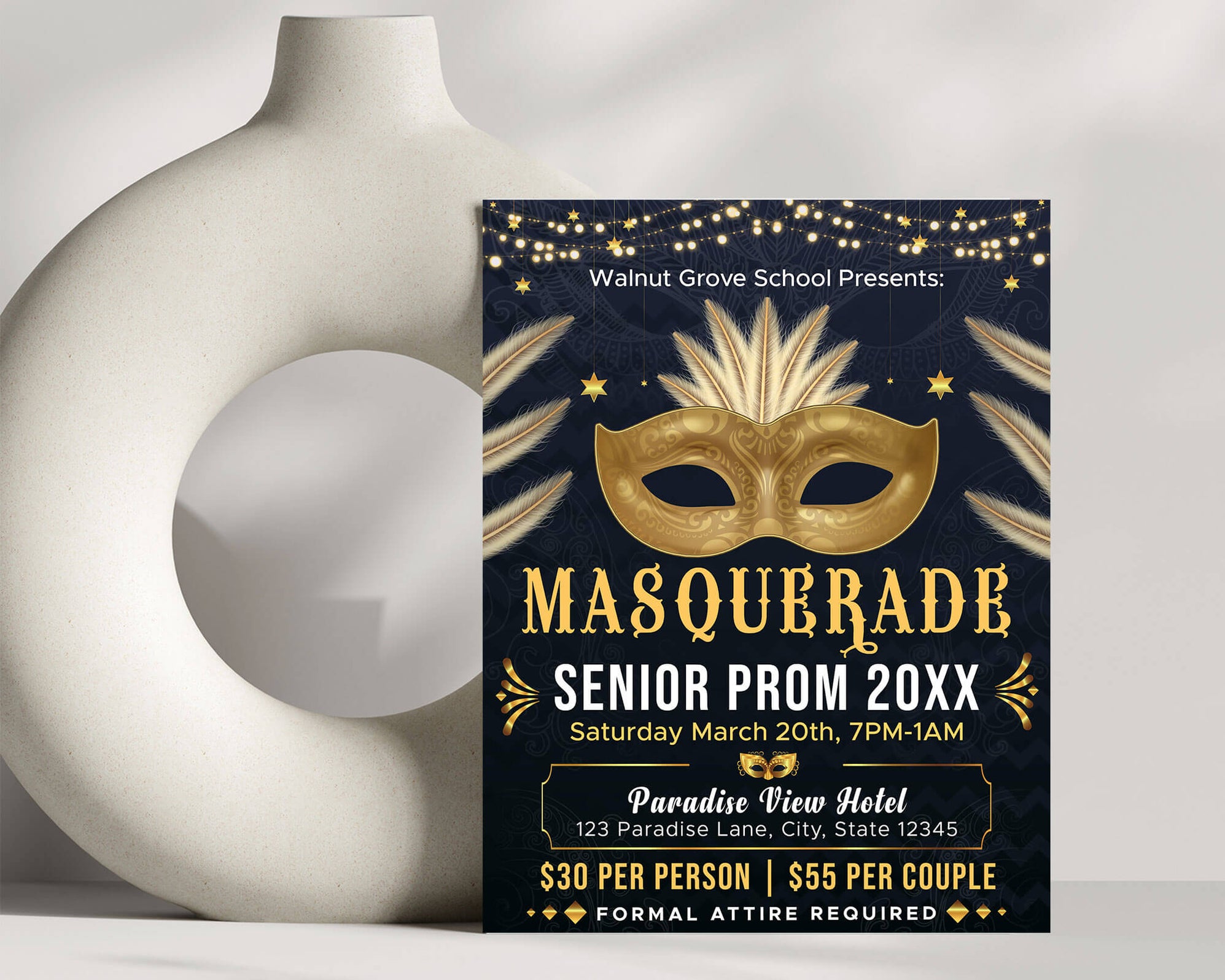 Customizable Masquerade Senior Prom Flyer | School Masquerade Theme ...