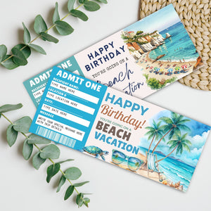 Customizable Beach Vacation Gift Ticket | Surprise Trip Boarding Pass ...
