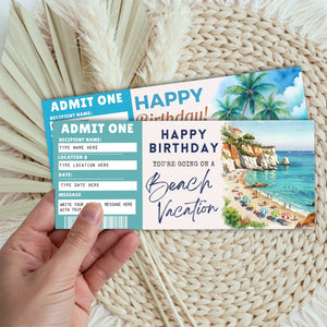 Customizable Beach Vacation Gift Ticket | Surprise Trip Boarding Pass ...