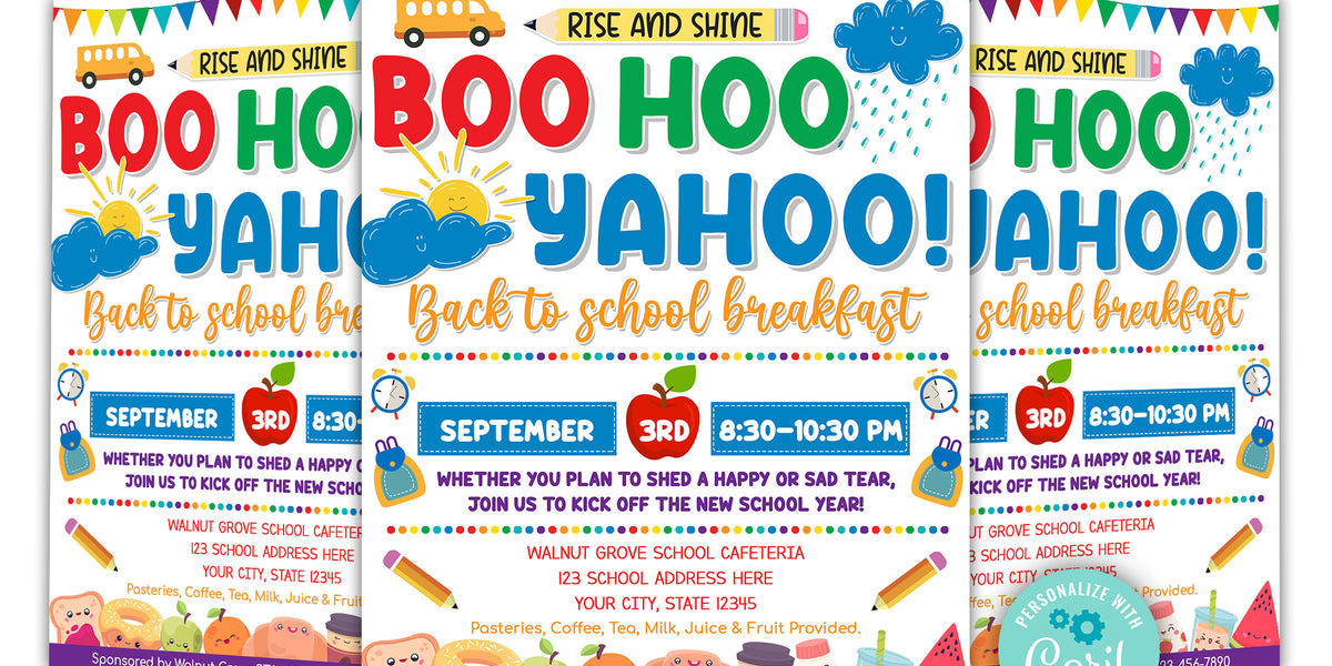 DIY Boo Hoo Yahoo Flyer Template | Back To School Breakfast Flyer ...
