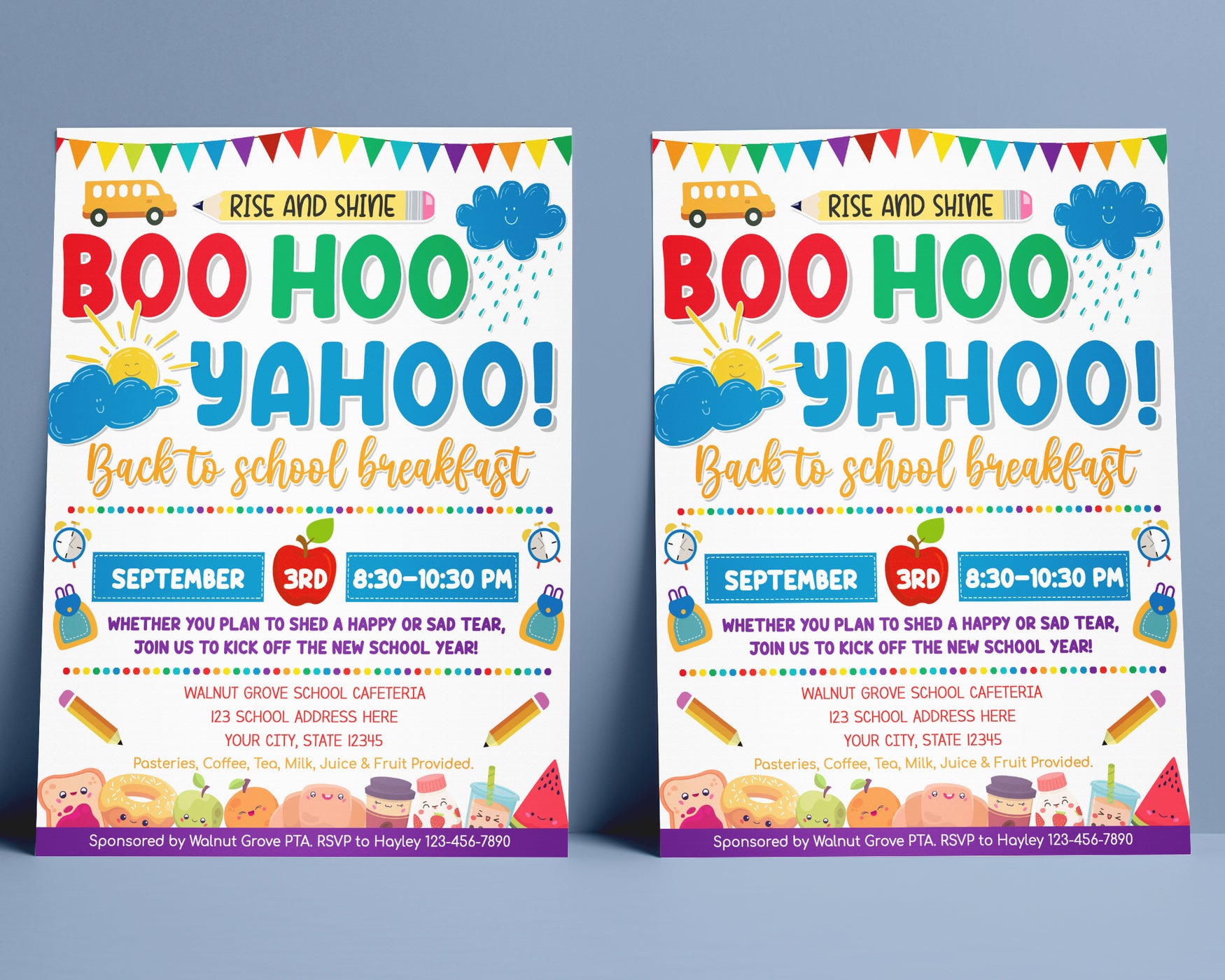 DIY Boo Hoo Yahoo Flyer Template | Back To School Breakfast Flyer ...