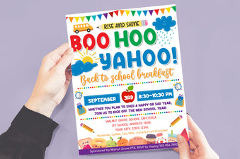 DIY Boo Hoo Yahoo Flyer Template | Back To School Breakfast Flyer ...