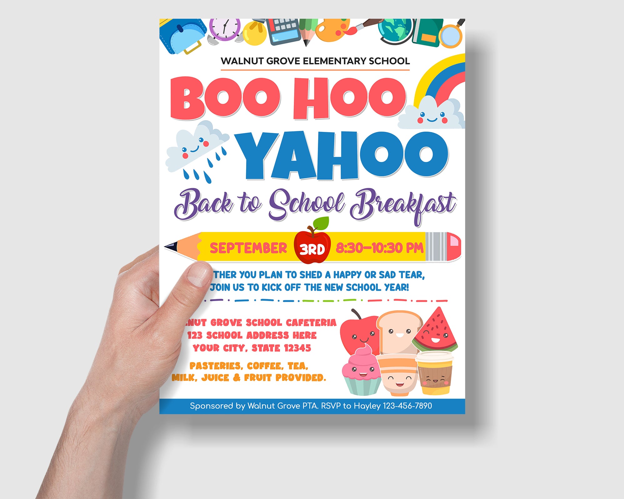 Customizable Boo Hoo Yahoo Back To School Breakfast Flyer | Back To ...