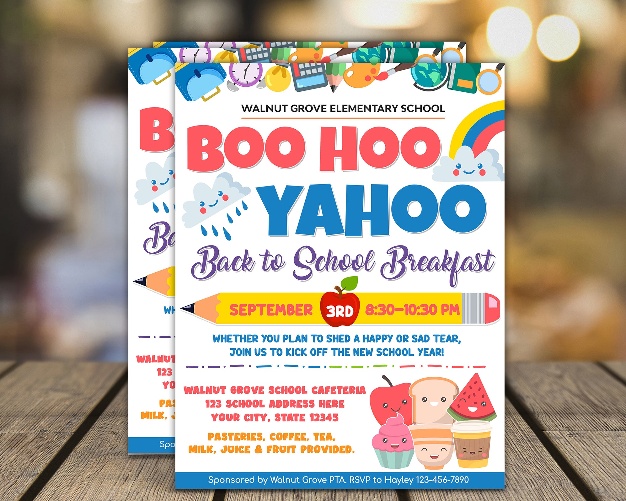 Customizable Boo Hoo Yahoo Back To School Breakfast Flyer | Back To ...