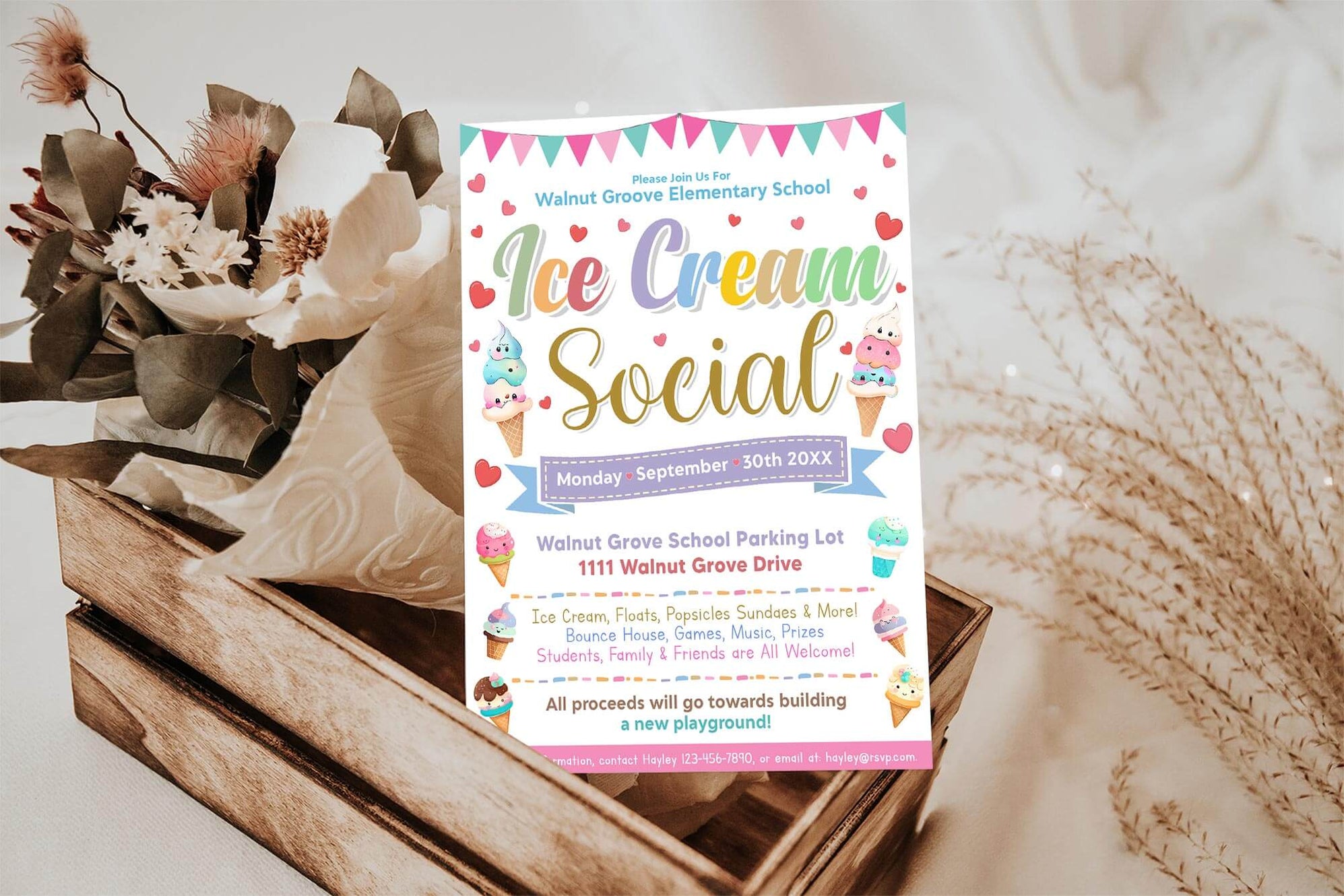 Customizable Ice Cream Social Party Invitation Template | Ice Cream ...