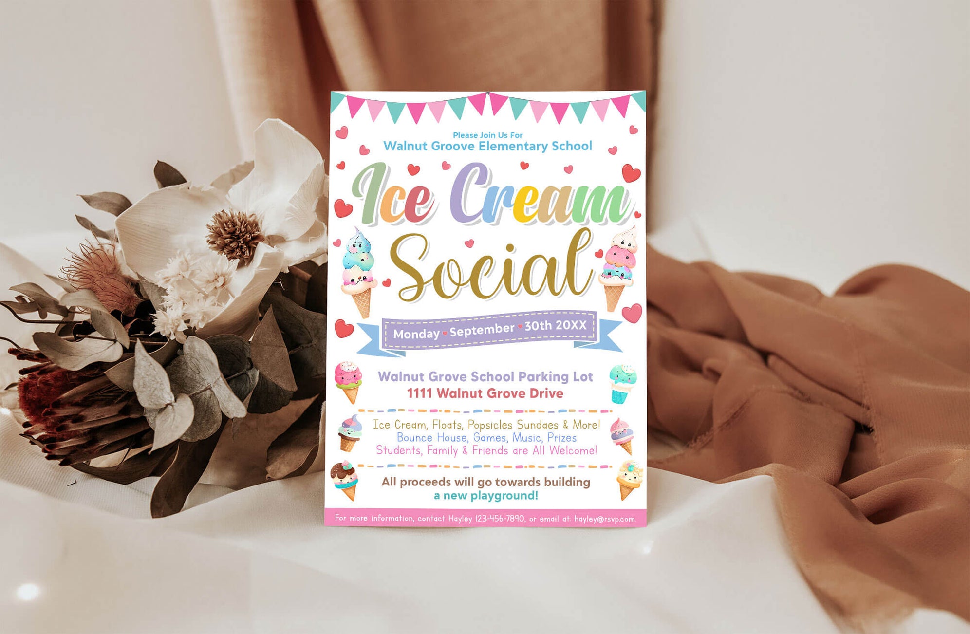 Customizable Ice Cream Social Party Invitation Template | Ice Cream ...