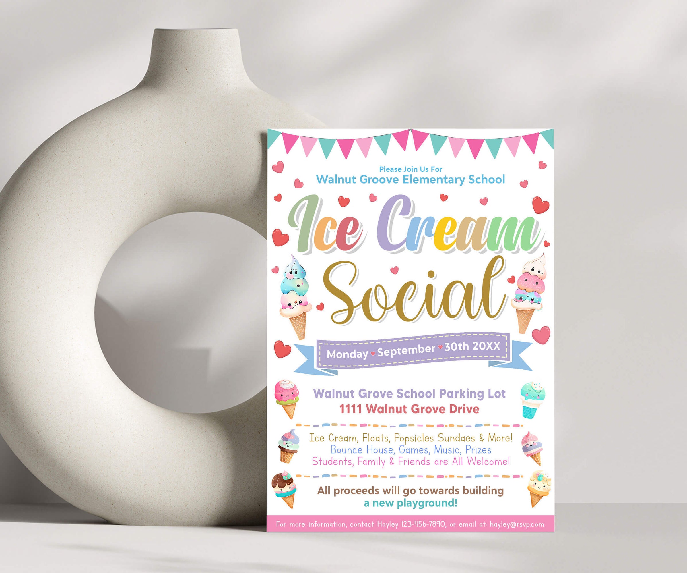 Customizable Ice Cream Social Party Invitation Template | Ice Cream ...