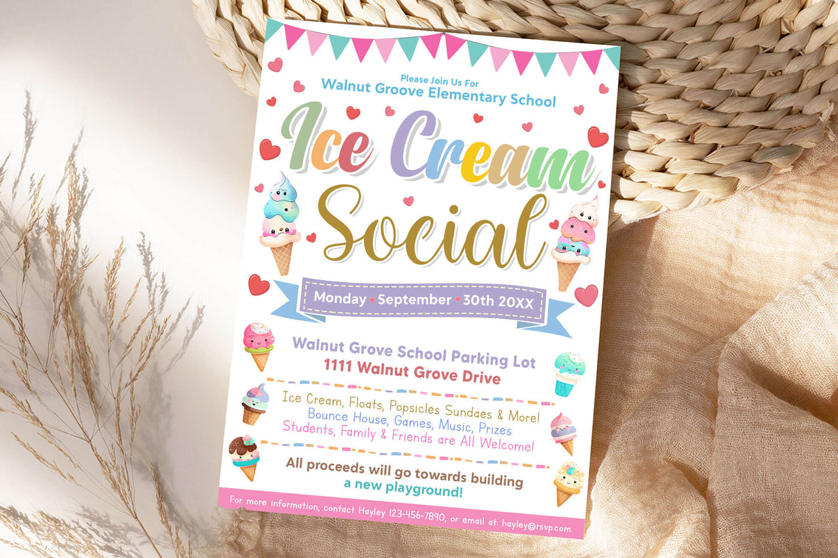Customizable Ice Cream Social Party Invitation Template | Ice Cream ...