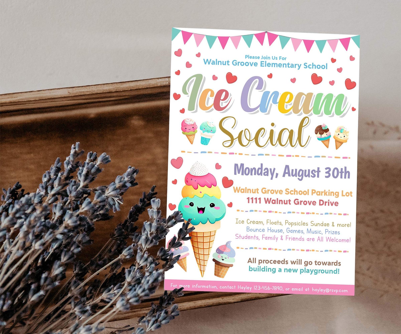 DIY Ice Cream Social Party Invite Template | Summer Ice Cream Party ...