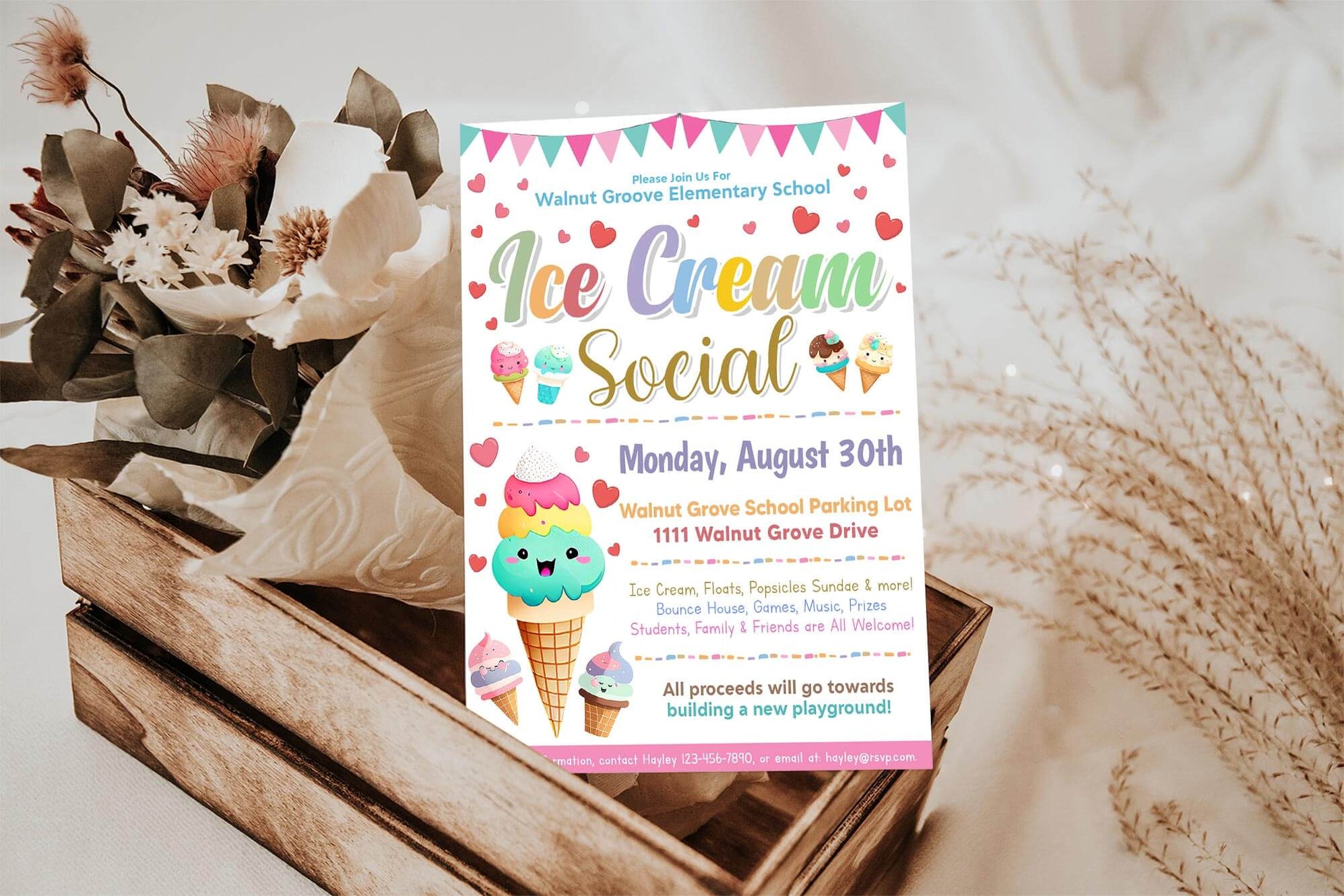 DIY Ice Cream Social Party Invite Template | Summer Ice Cream Party ...
