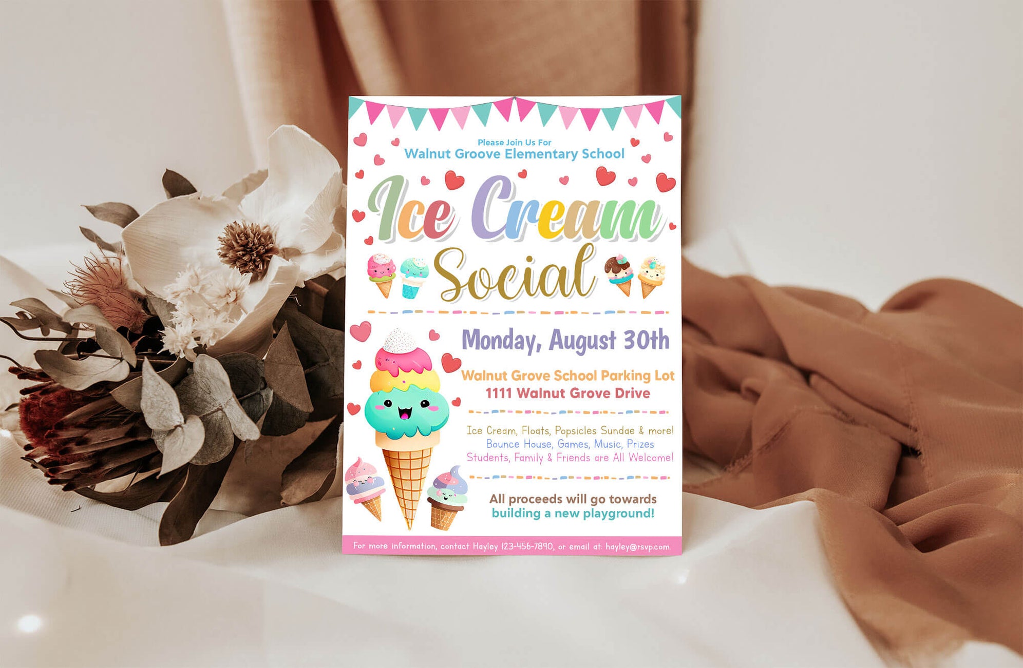 DIY Ice Cream Social Party Invite Template | Summer Ice Cream Party ...