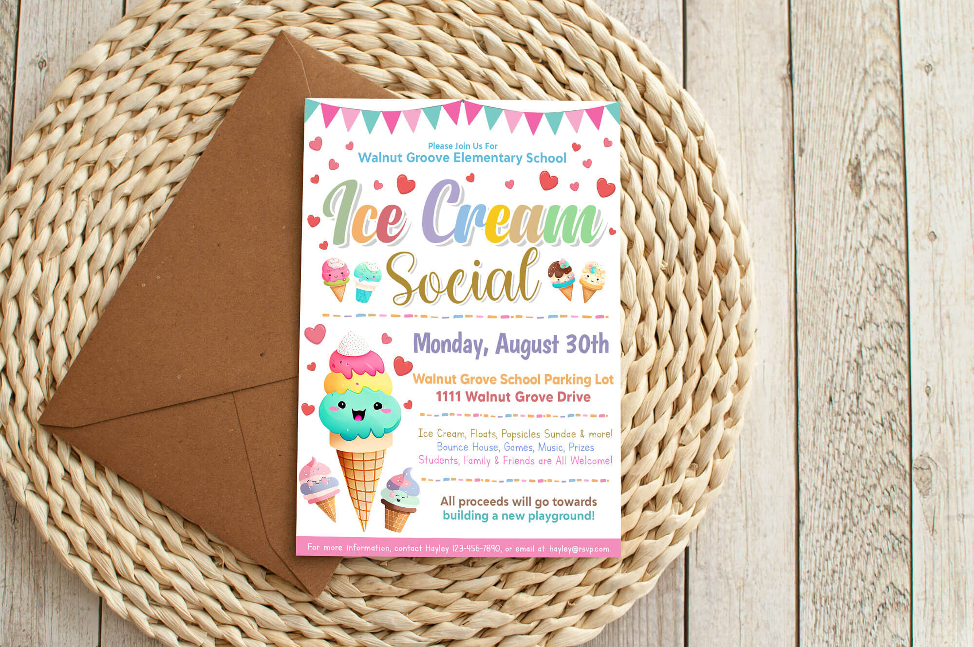 DIY Ice Cream Social Party Invite Template | Summer Ice Cream Party ...