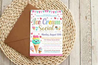 DIY Ice Cream Social Party Invite Template | Summer Ice Cream Party ...