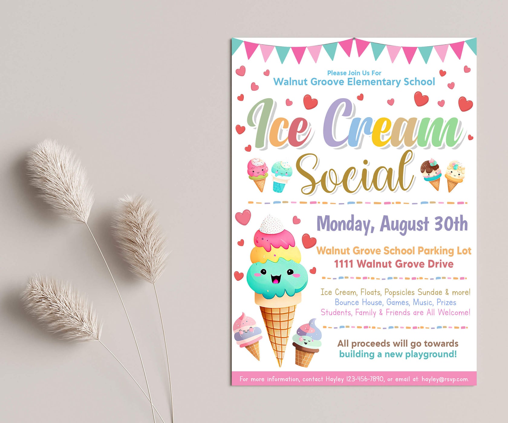 DIY Ice Cream Social Party Invite Template | Summer Ice Cream Party ...