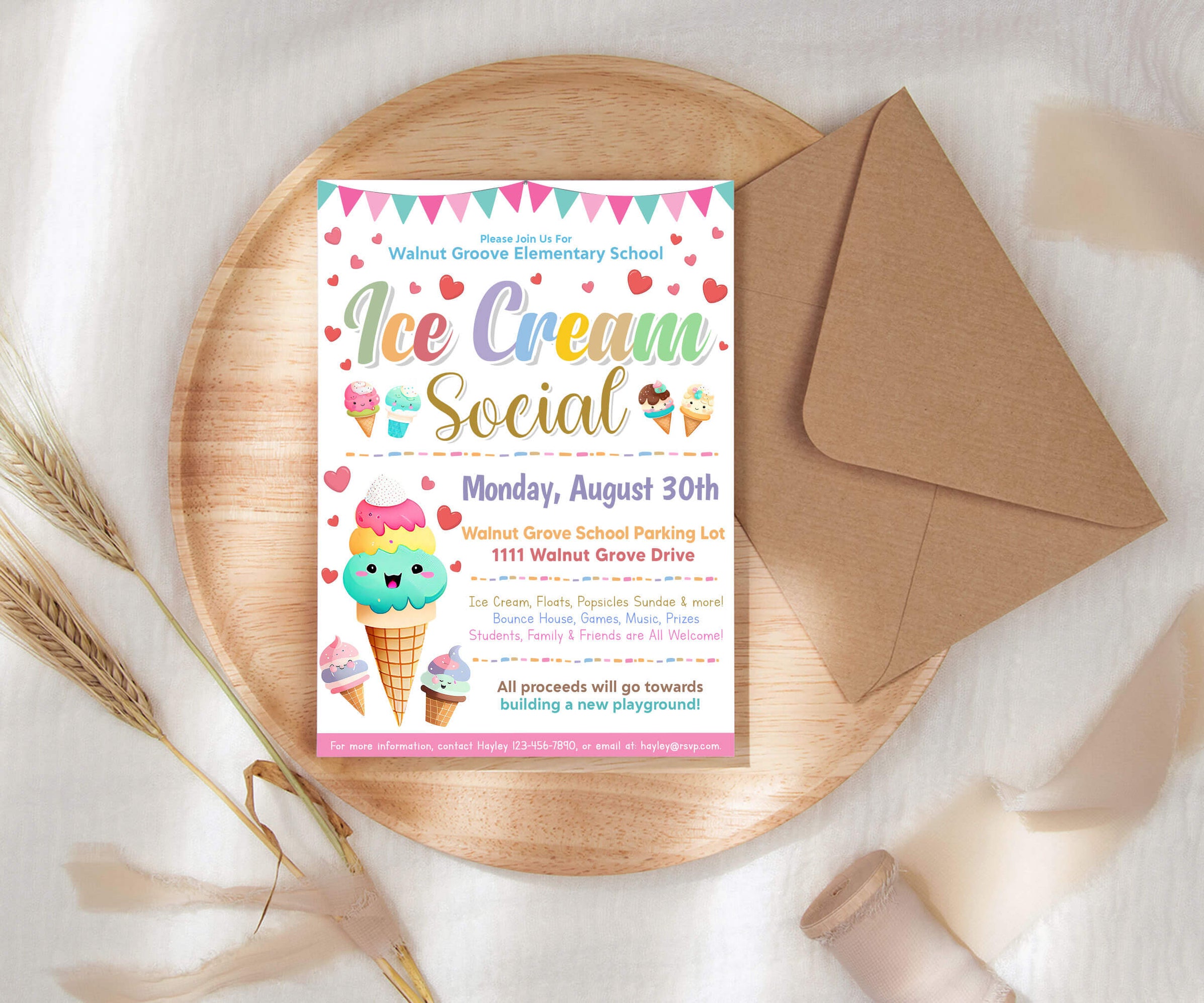 DIY Ice Cream Social Party Invite Template | Summer Ice Cream Party ...