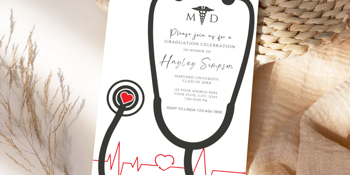 DIY Medical Graduation Invitation | Medical Doctor Grad Invite Template ...