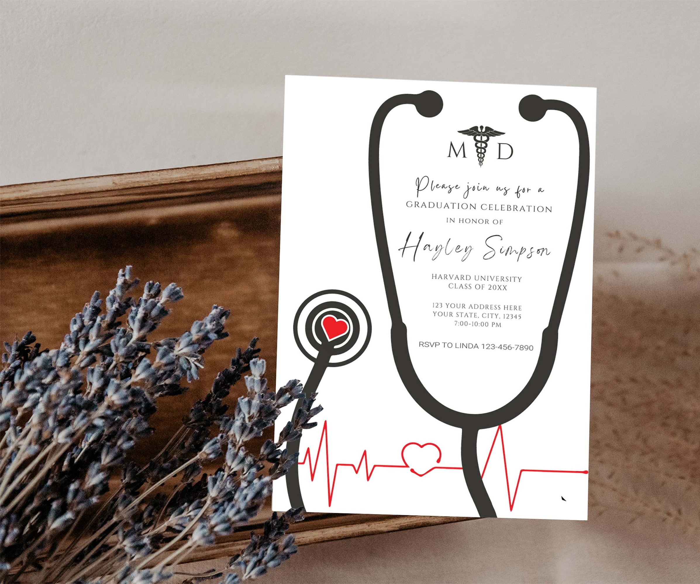 DIY Medical Graduation Invitation | Medical Doctor Grad Invite Template ...