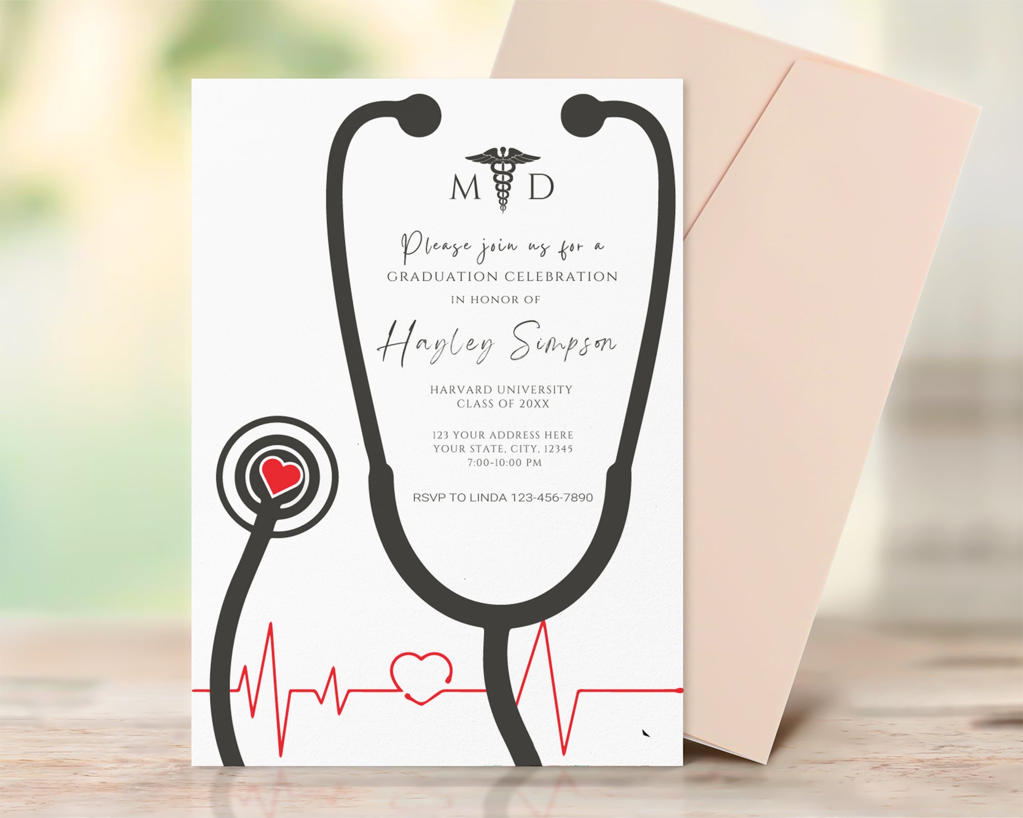 DIY Medical Graduation Invitation | Medical Doctor Grad Invite Template ...
