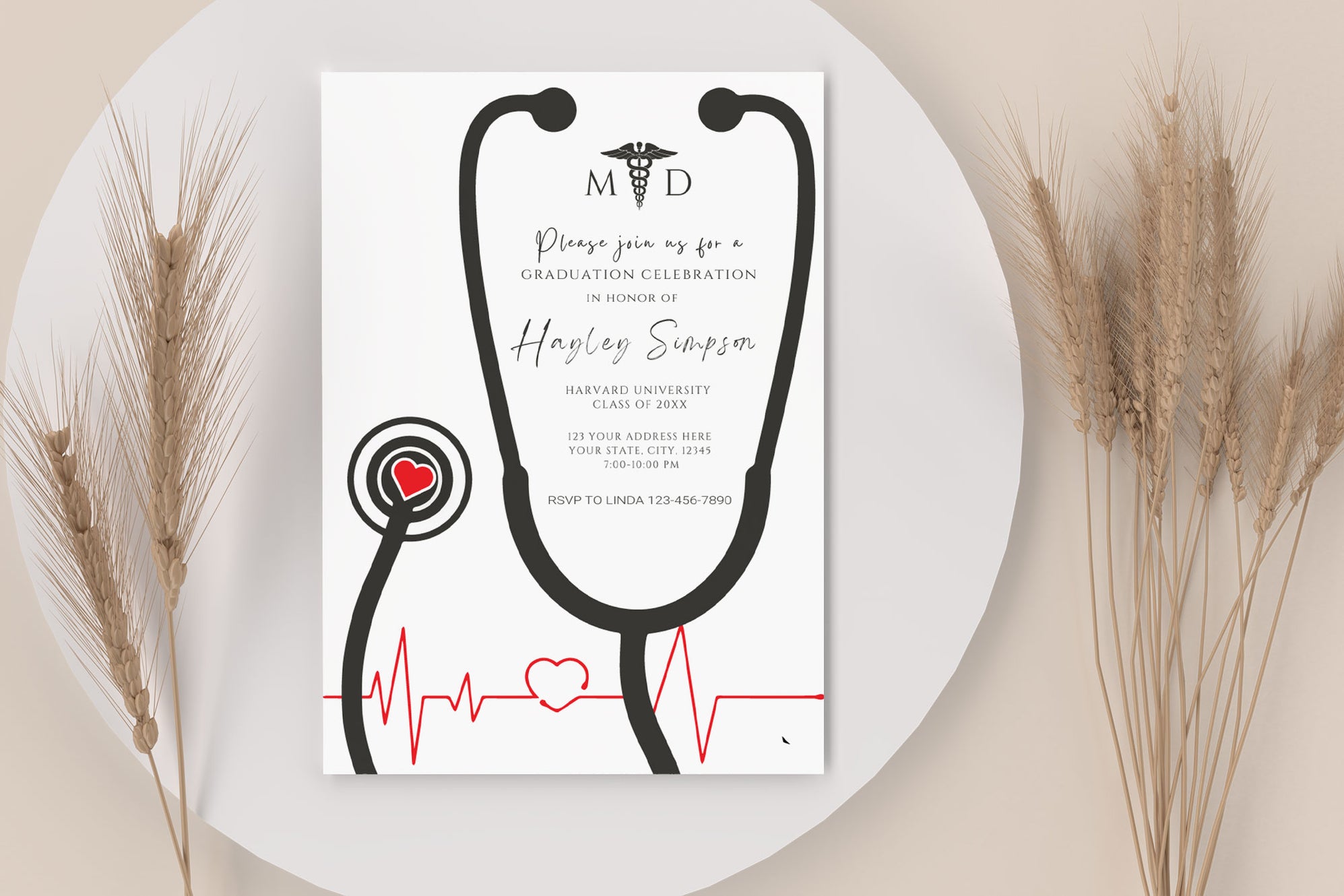 DIY Medical Graduation Invitation | Medical Doctor Grad Invite Template ...