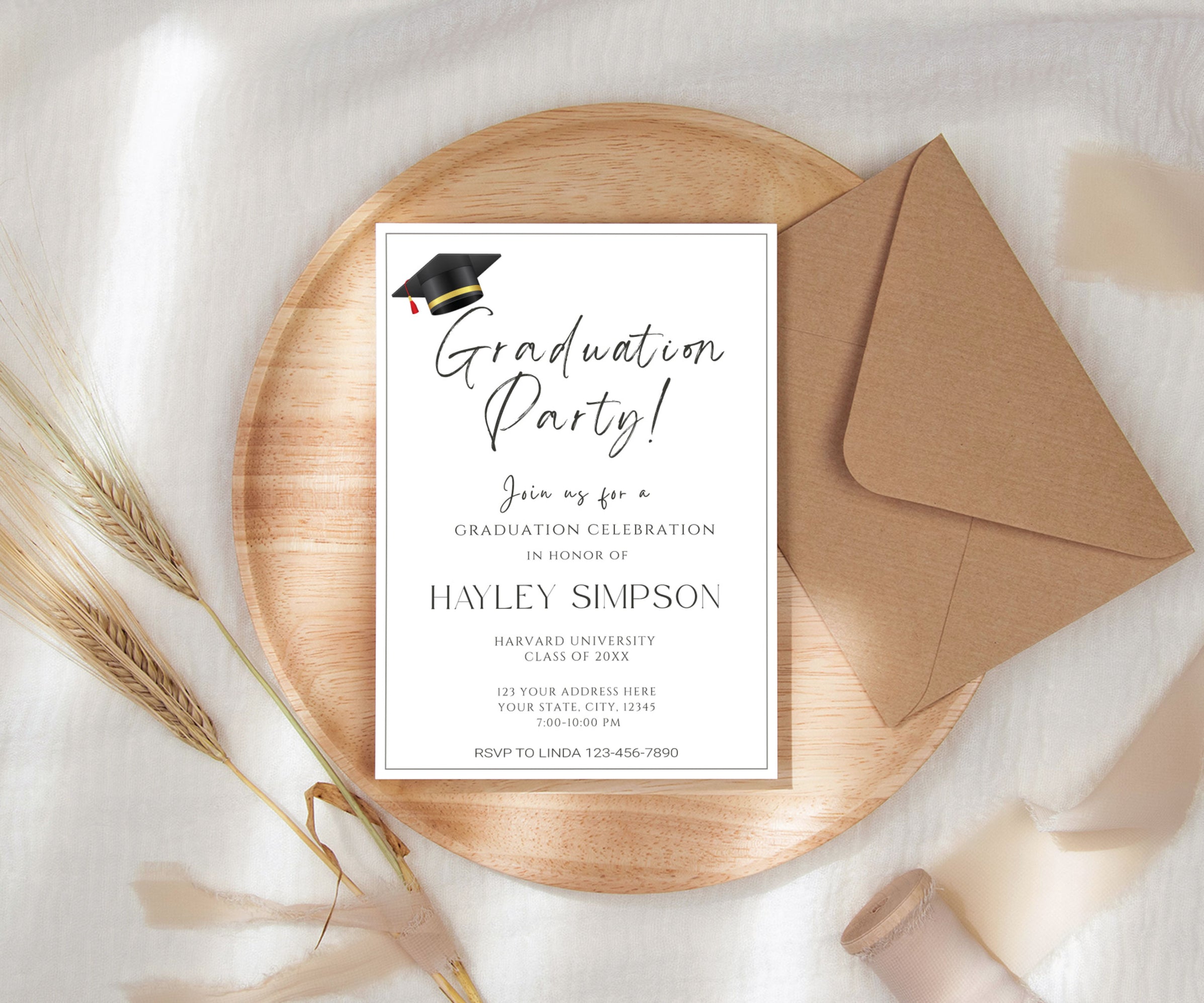 DIY Graduation Invitation Template Minimalist Style | Grad Party Invite ...